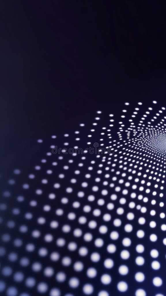 Abstract Blue Dot Wave Pattern on Dark Background with Light Effects ...