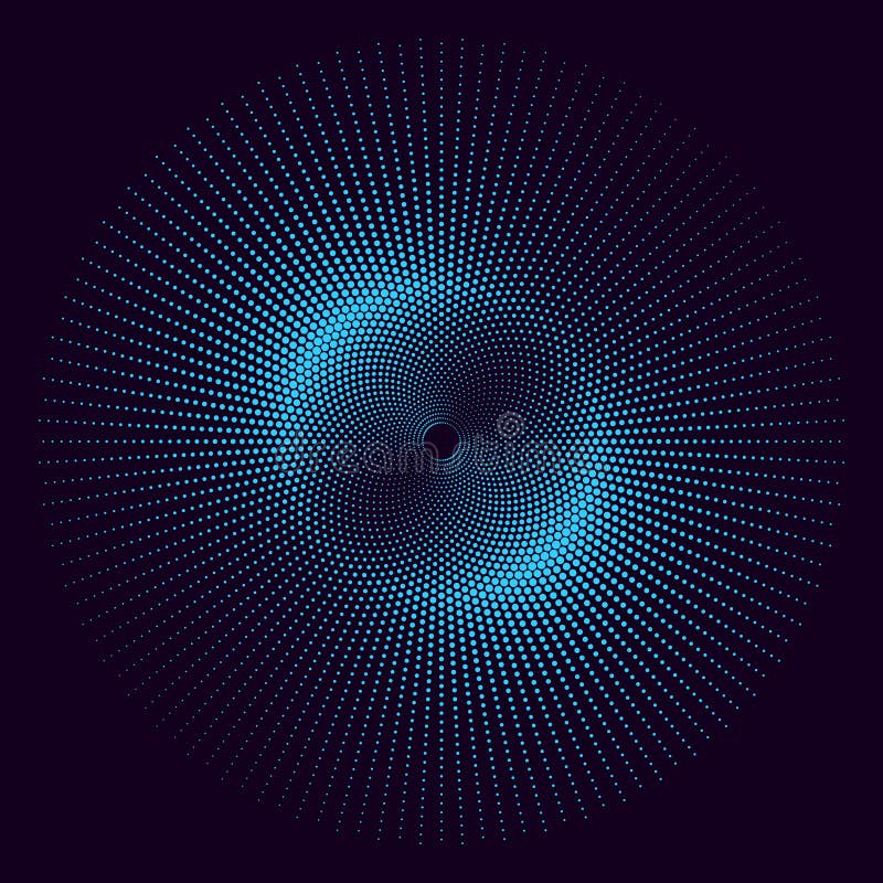 Abstract Blue Dots Halftone Background in Circle Like Sun Stock Vector ...