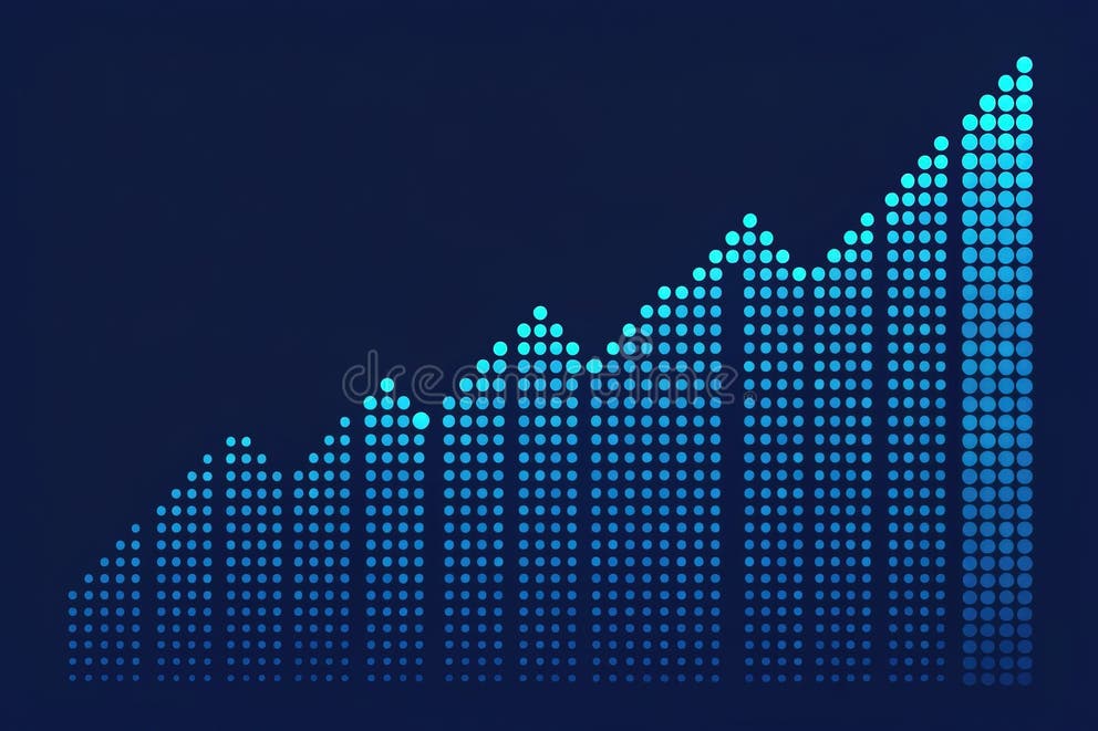 Abstract Blue Dotted Upward Trend Chart, Financial Growth, Data ...