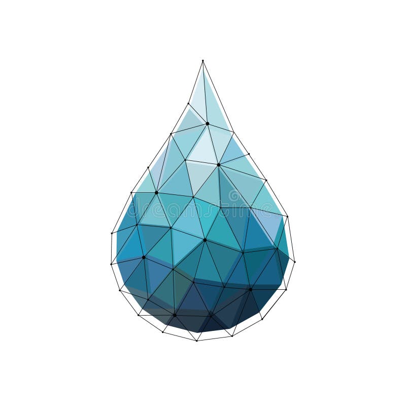 Abstract Blue Drop of Water Logo , Digital Aqua Icon, Geometric Water ...