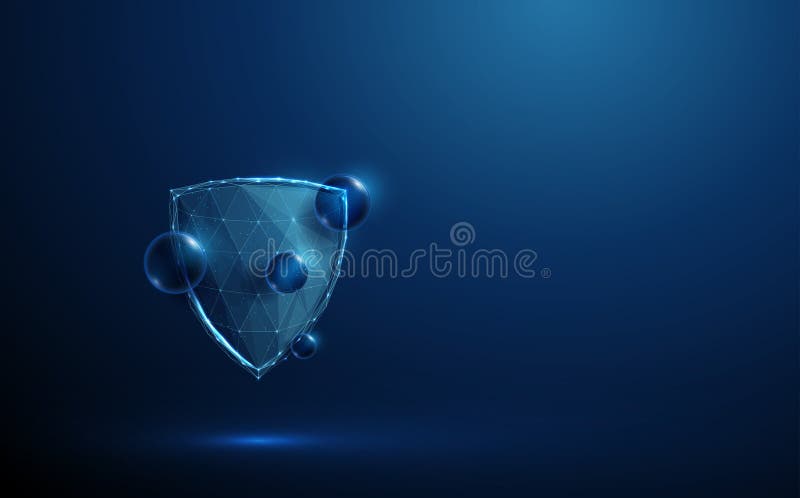 Abstract Blue Drops of Water in Front of Blue Futuristic Guard Shield ...