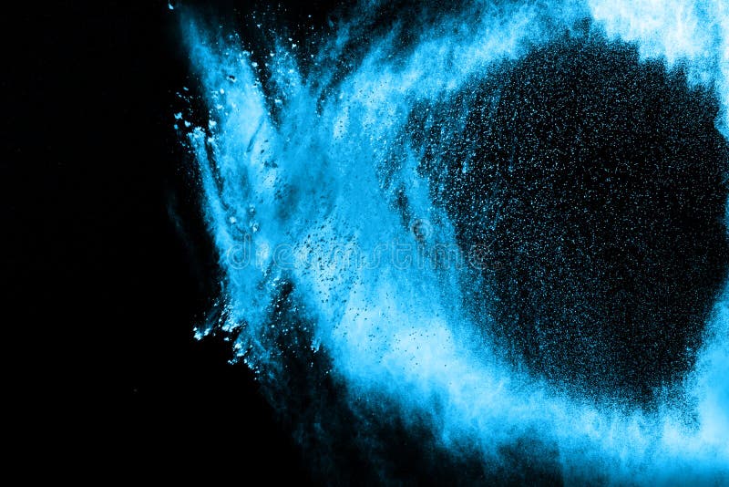 Abstract Blue Dust Explosion on Black Background Stock Photo - Image of ...