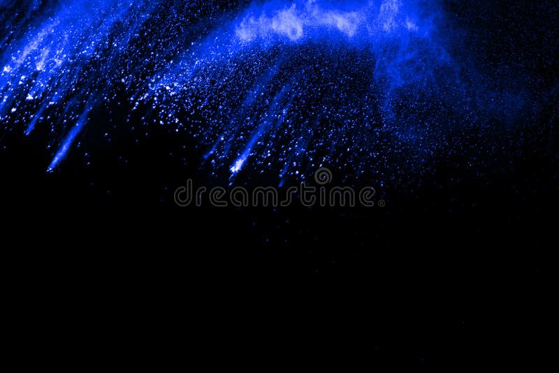 Abstract Blue Dust Explosion on Black Background Stock Image - Image of ...