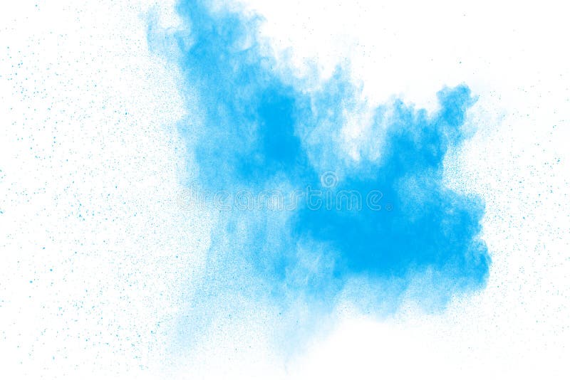 Abstract Blue Dust Explosion on White Background. Stock Image - Image ...
