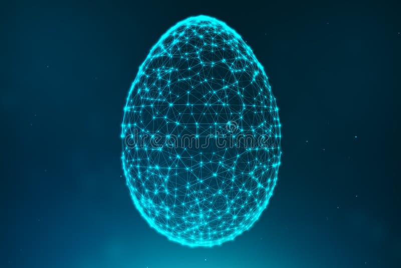 Abstract Blue Easter Eggs Consisting of Blue Lines and Glowing Neon ...