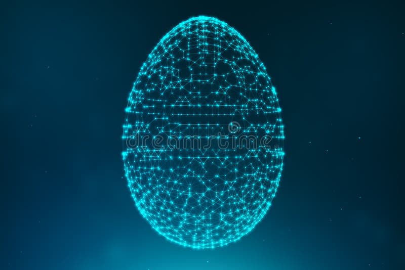 Abstract Blue Easter Eggs Consisting of Blue Lines and Glowing Neon ...