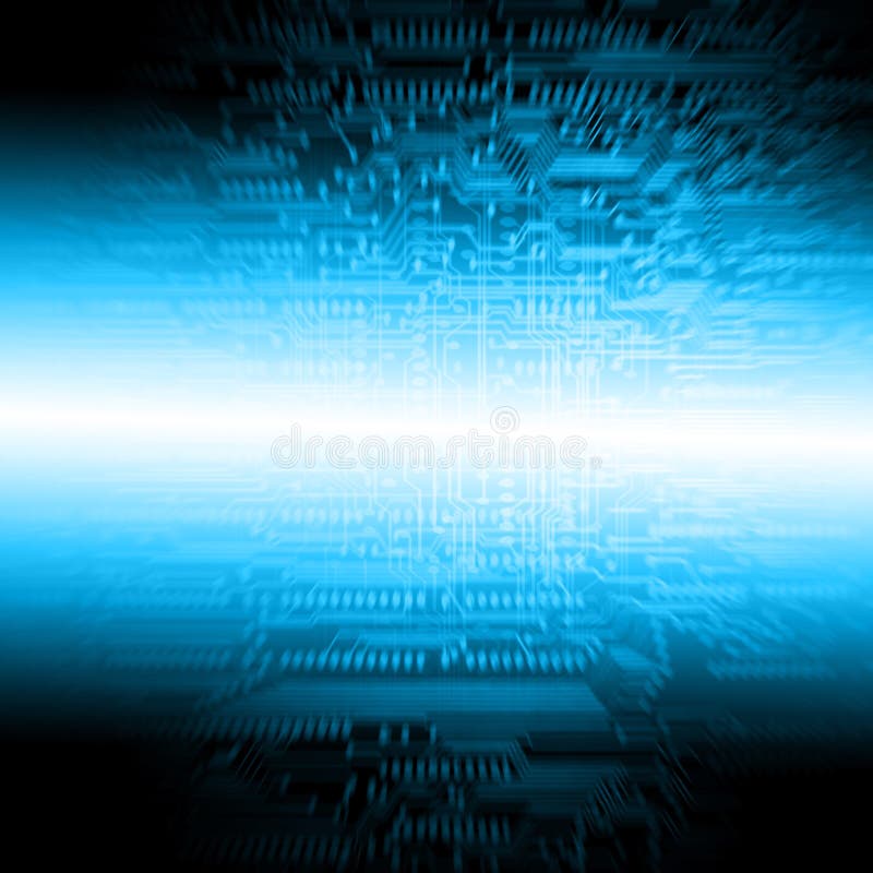 Blue Electronic Circuit Board with Processor Vector Background Stock ...