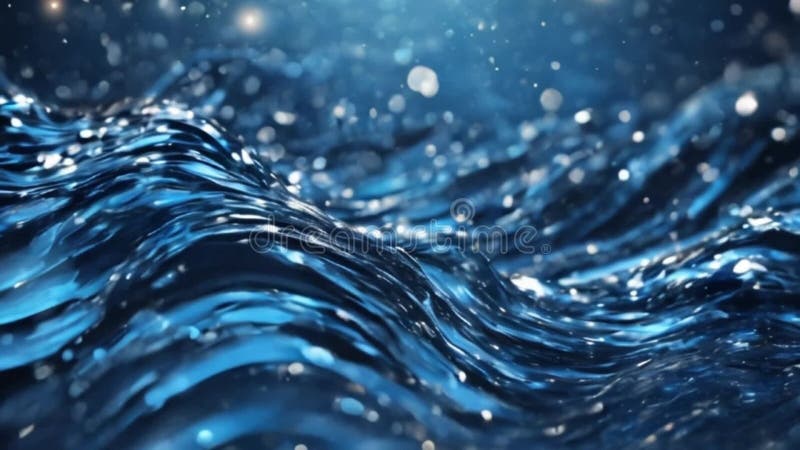 Abstract Blue Elegant Background with Glitter and Waves, Motion Stock ...