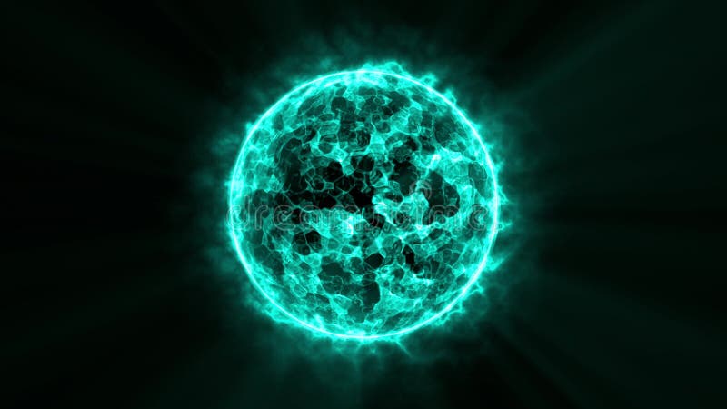 Abstract Blue Energy Ball Glowing Edges on a Black Background. Power ...