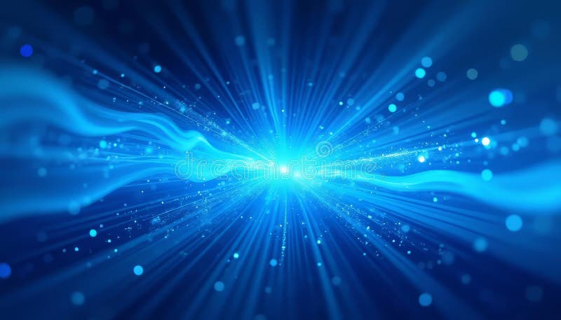 Abstract Blue Energy Burst Background with Light Rays Stock ...