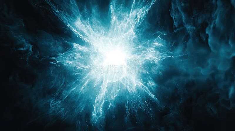Abstract Blue Energy Explosion with Bright Light SciFi Background Power ...