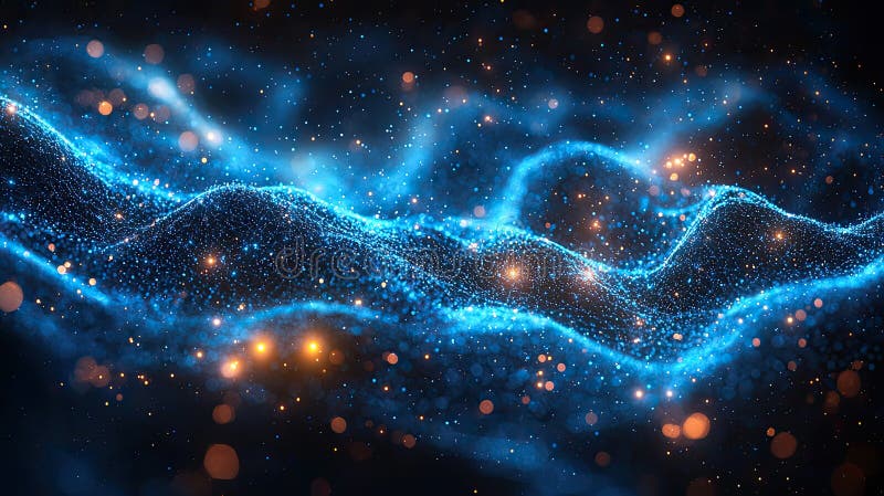 Abstract Blue Energy Field with Glowing Particles, Waves and Bokeh ...