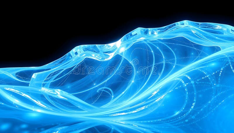 Abstract Blue Energy Flow: Dynamic Waves of Light and Data Stock ...