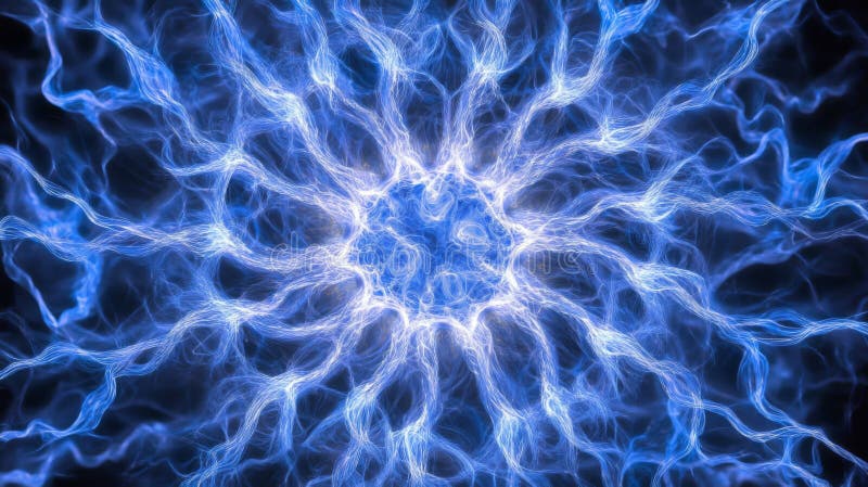 Abstract Blue Energy Fractal Artwork Displaying Radiating Lines Stock ...