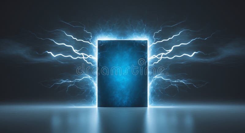 Abstract Blue Energy Portal or Gate with Lightning Strikes and ...