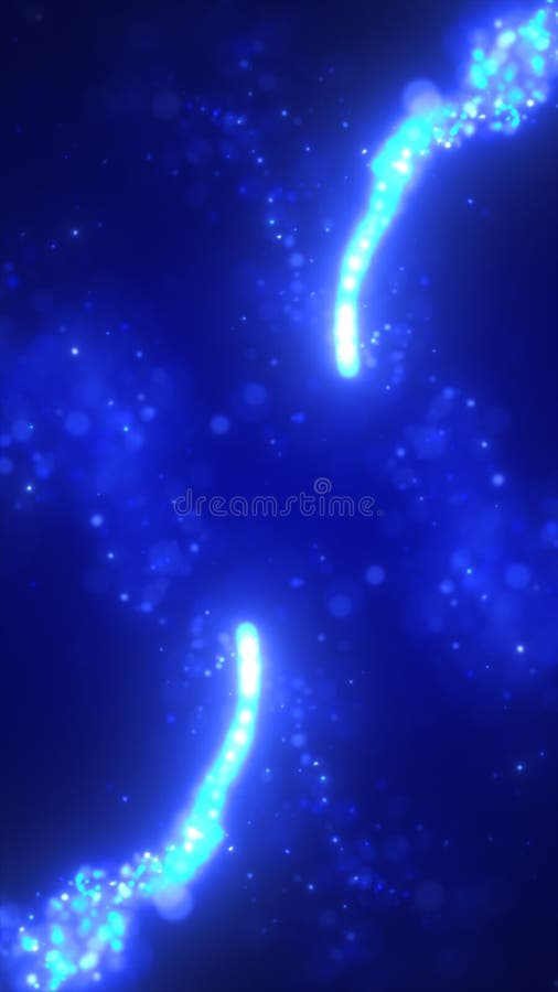 Abstract Blue Energy Ring Forming in Space, Glowing Particles Encircle ...