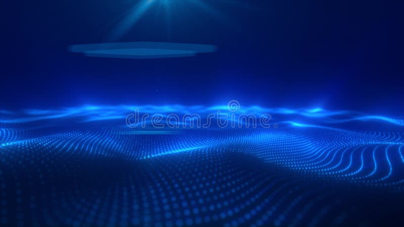 The Abstract Blue Energy Surface with Magic Waves of Particles Stock ...