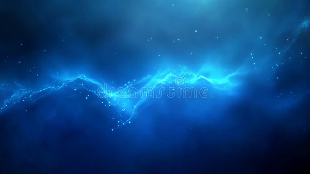 Abstract Blue Energy Wave with Glowing Particles Stock Illustration ...