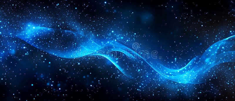 Abstract Blue Energy Wave with Sparkling Particles Cosmic Background ...
