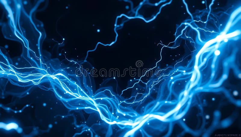 Abstract Blue Energy Waves, Electric Current, Plasma, Lightning Stock ...