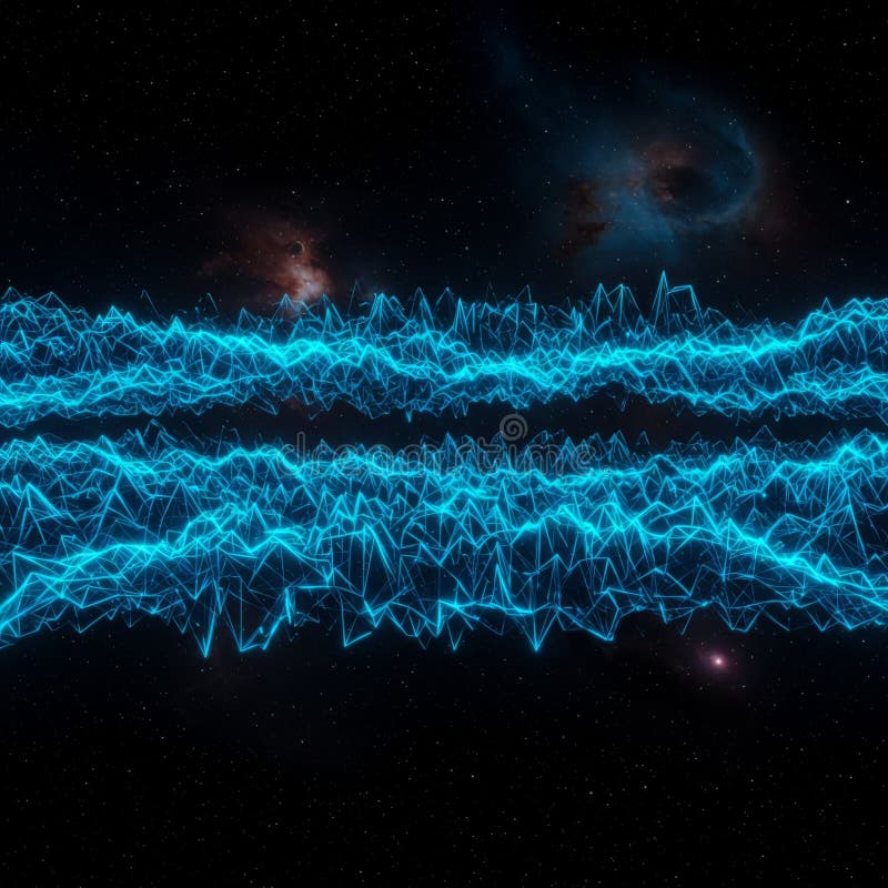 Abstract Blue Energy Waves in Space Nebula Stock Illustration ...