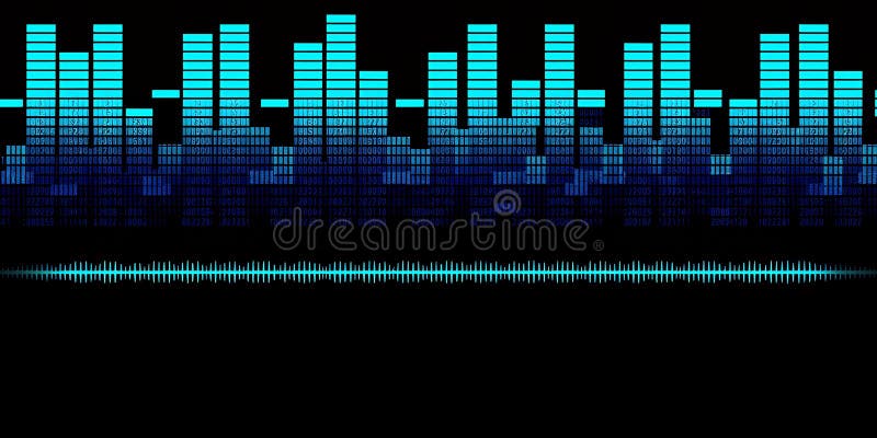 Abstract Blue Equalizer Bars on Black Background Stock Illustration ...