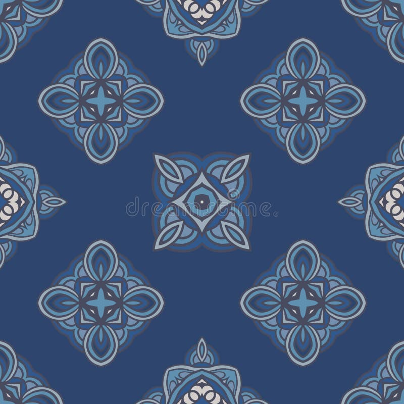 Abstract Blue Ethnic Background Seamless Pattern for Fabric Stock ...