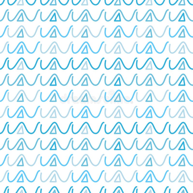 Abstract Blue Ethnic Pattern of Waves and Triangles Stock Vector ...