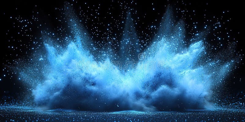 Blue Smoke Cloud Light Illumination Dark Background Abstract ...