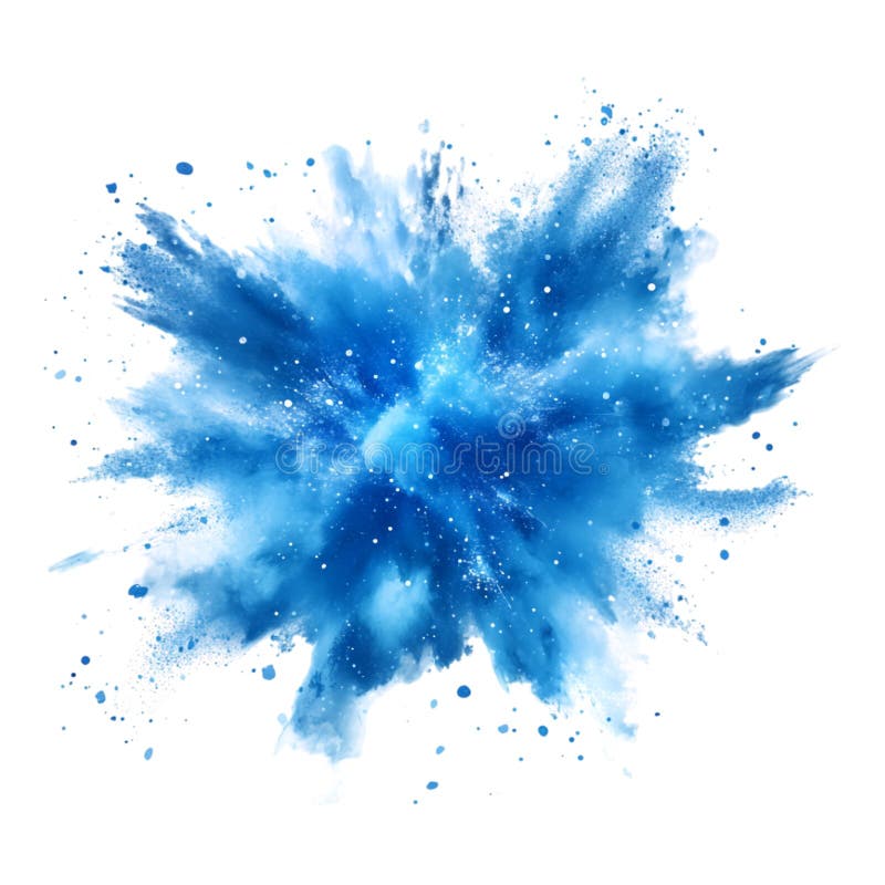 An Abstract Blue Explosion with Sparks Viewed from Above and Isolated ...
