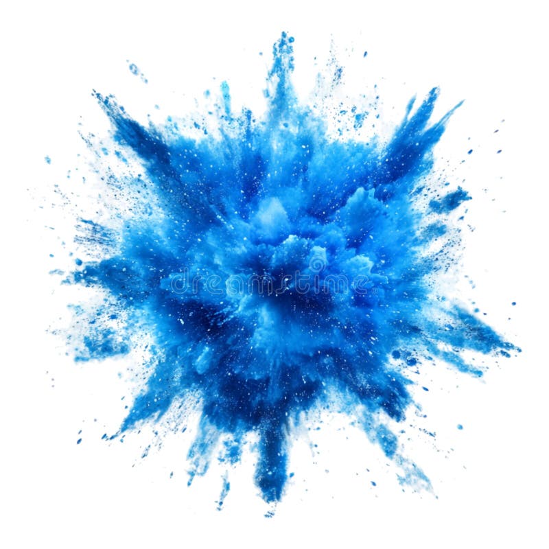 An Abstract Blue Explosion with Sparks Viewed from Above and Isolated ...