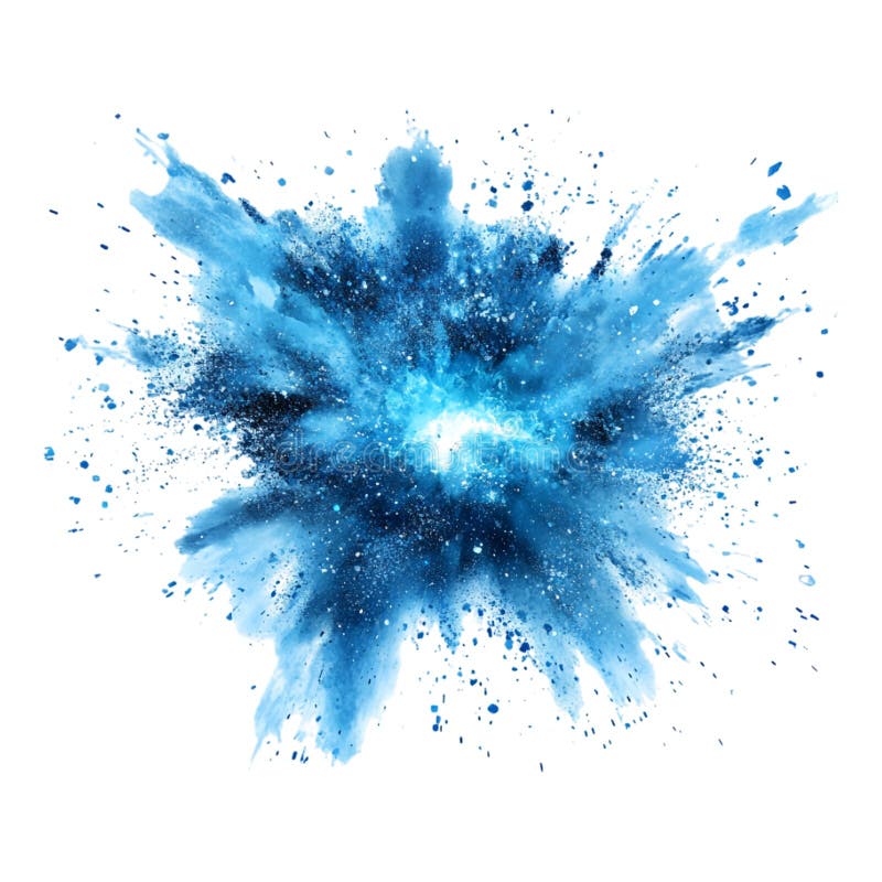 An Abstract Blue Explosion with Sparks Viewed from Above and Isolated ...