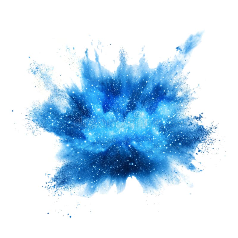 An Abstract Blue Explosion with Sparks, Viewed from Above and Set ...