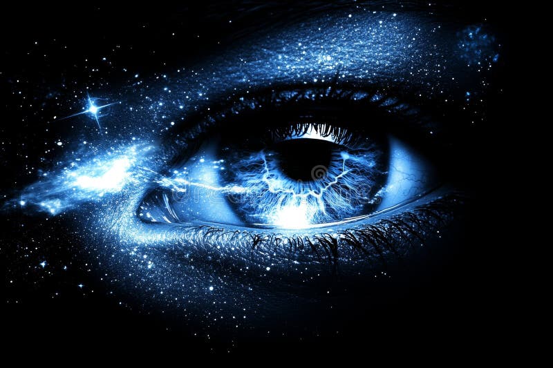Abstract Blue Eye with Space. an Human Eye on Black Background Stock ...
