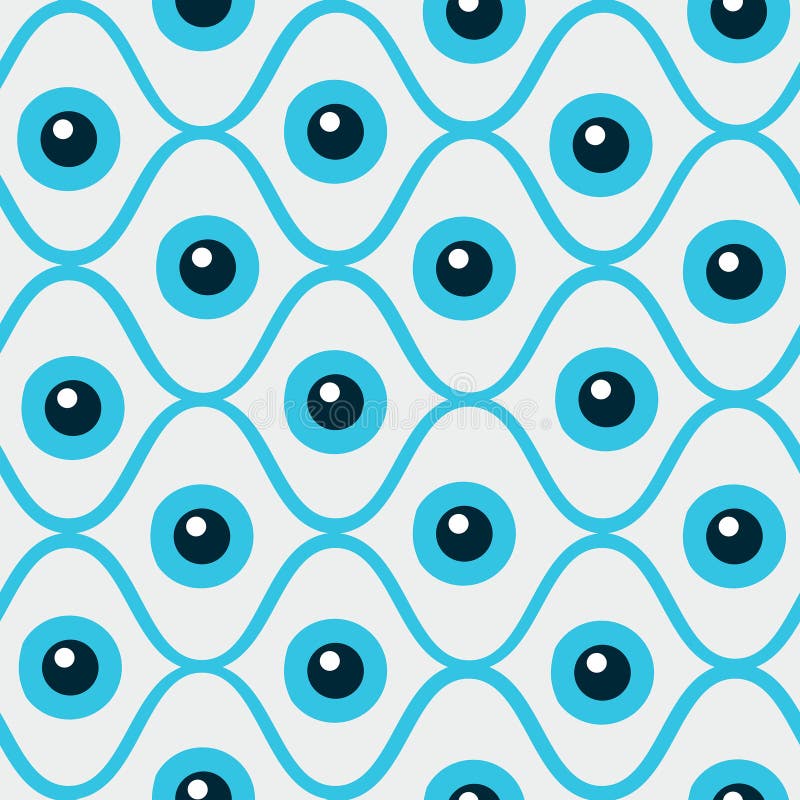 Abstract Blue Eyes on Geometric Ogee Ovals Seamless Pattern. Stock ...