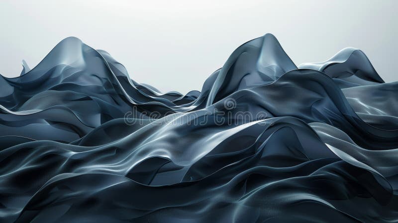 Abstract Blue Fabric Forms Mountains and Valleys in a Minimalist ...