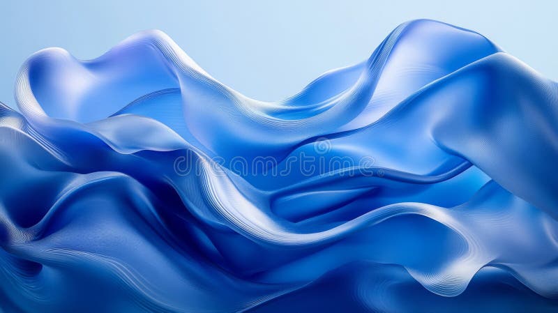 Abstract Blue Fabric Texture with Smooth Waves Stock Illustration ...