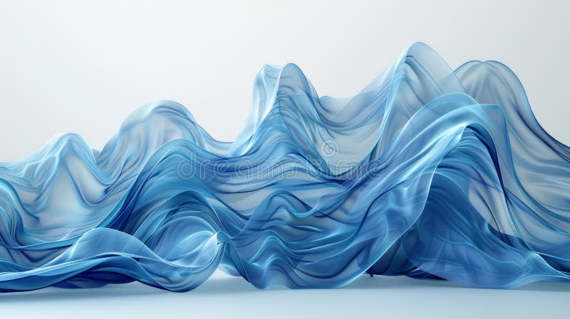 Abstract Blue Fabric Waves Flowing in a Dynamic and Elegant Motion ...