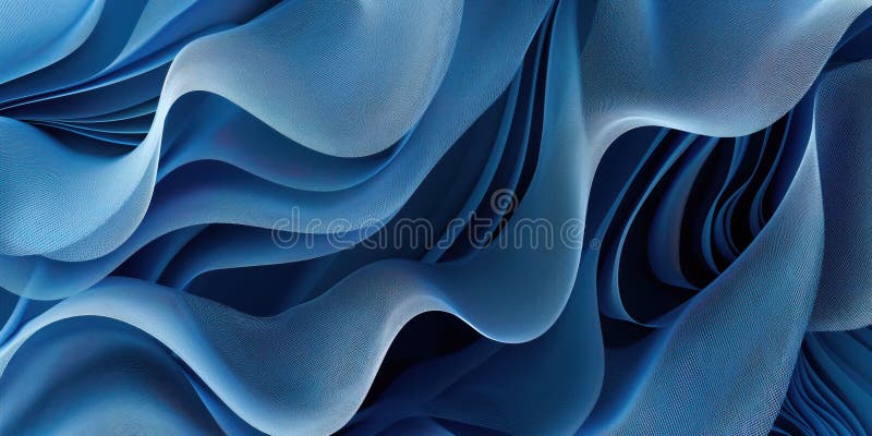 Abstract Blue Fabric Waves, Flowing Textile Background, Undulating ...