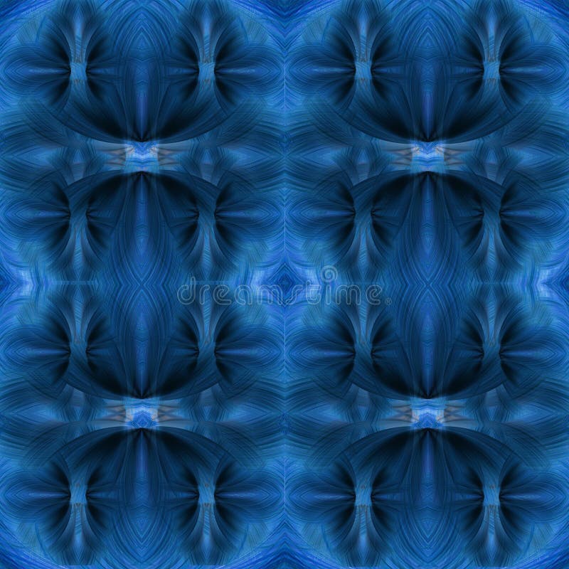 Abstract Blue Fantasy Seamless Pattern, Beautiful Symmetrical ...
