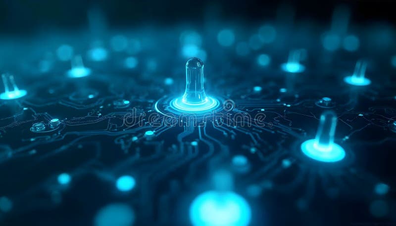 Abstract Blue Fiber Optic Network with Bright Light Spots for Digital ...