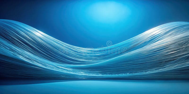 Abstract Blue Fiber Optic Wave Landscape Illustration Featuring Smooth ...