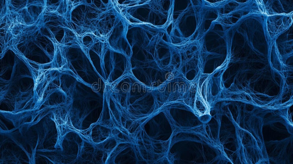 Abstract Blue Fibrous Network Structure in Organic Pattern Stock Photo ...