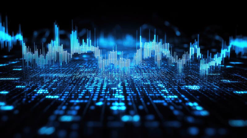 Abstract Blue Financial Chart on a Circuit Board Background Data ...