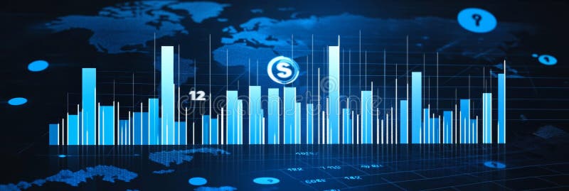Abstract Blue Financial Chart with a Dollar Symbol on a Dark Background ...