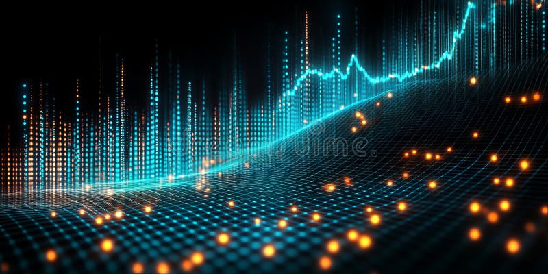 Abstract Blue Financial Chart, Sharp Upward Climb, Glowing Dots ...