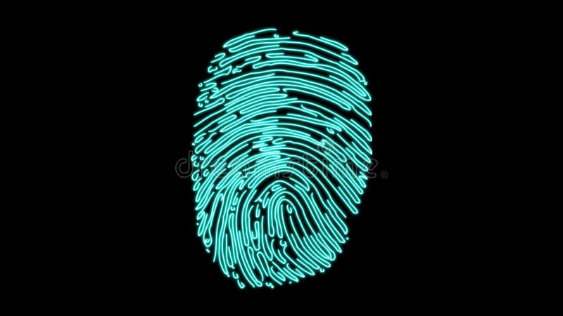 Abstract Blue Fingerprint Technological Background Animation on a Black ...