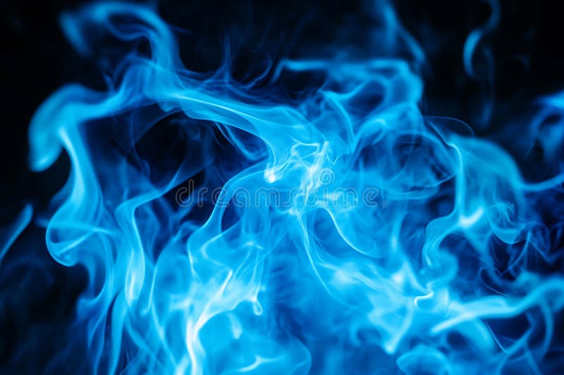 Abstract Blue Fire Flames on Black Background. (1 Stock Illustration ...