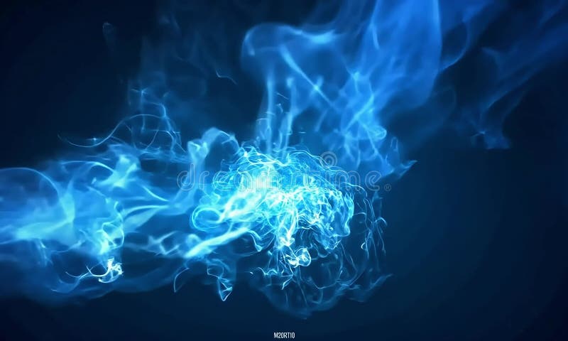 Abstract Blue Fire Swirls, Dark Background, Energy Concept, Digital Art ...