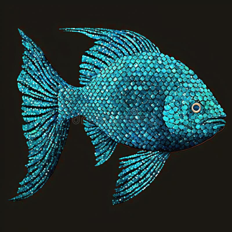Abstract Blue Fish Made from Glittering Dots Stock Illustration ...